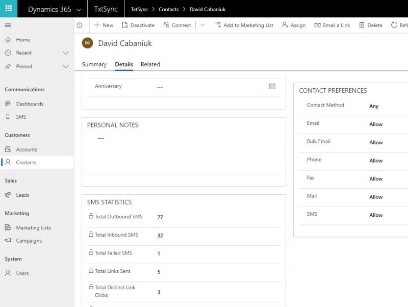 Microsoft Dynamics 365 Integration – D365 Integration – TxtSync